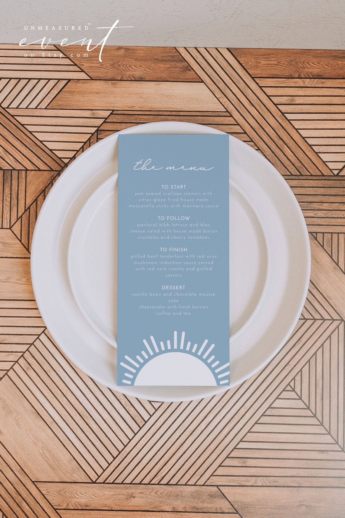 OCEANSIDE Light Blue Sun Ocean Themed Menu Card Printable - Etsy