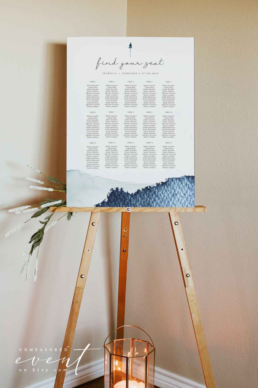 ZURI Mountain Wedding Seating Chart Template, Blue Mountain Seating ...