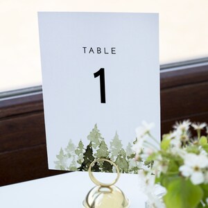 JENNA Rustic Pine Tree Table Number Template, Wedding Table Numbers ...