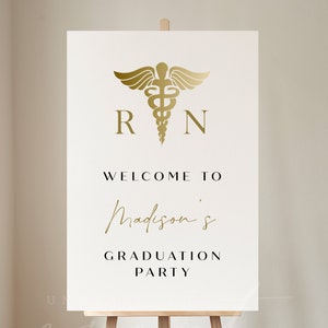 MAEVE Nurse Graduation Party Welcome Sign Template, Yellow Gold RN ...