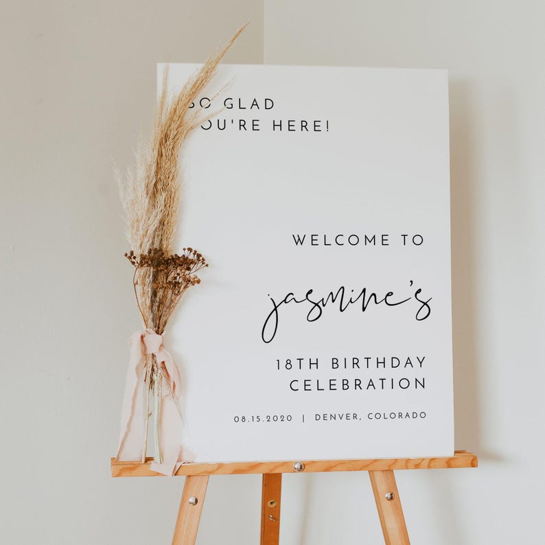 Minimalist Birthday Welcome Sign Printable, Birthday Welcome Template ...