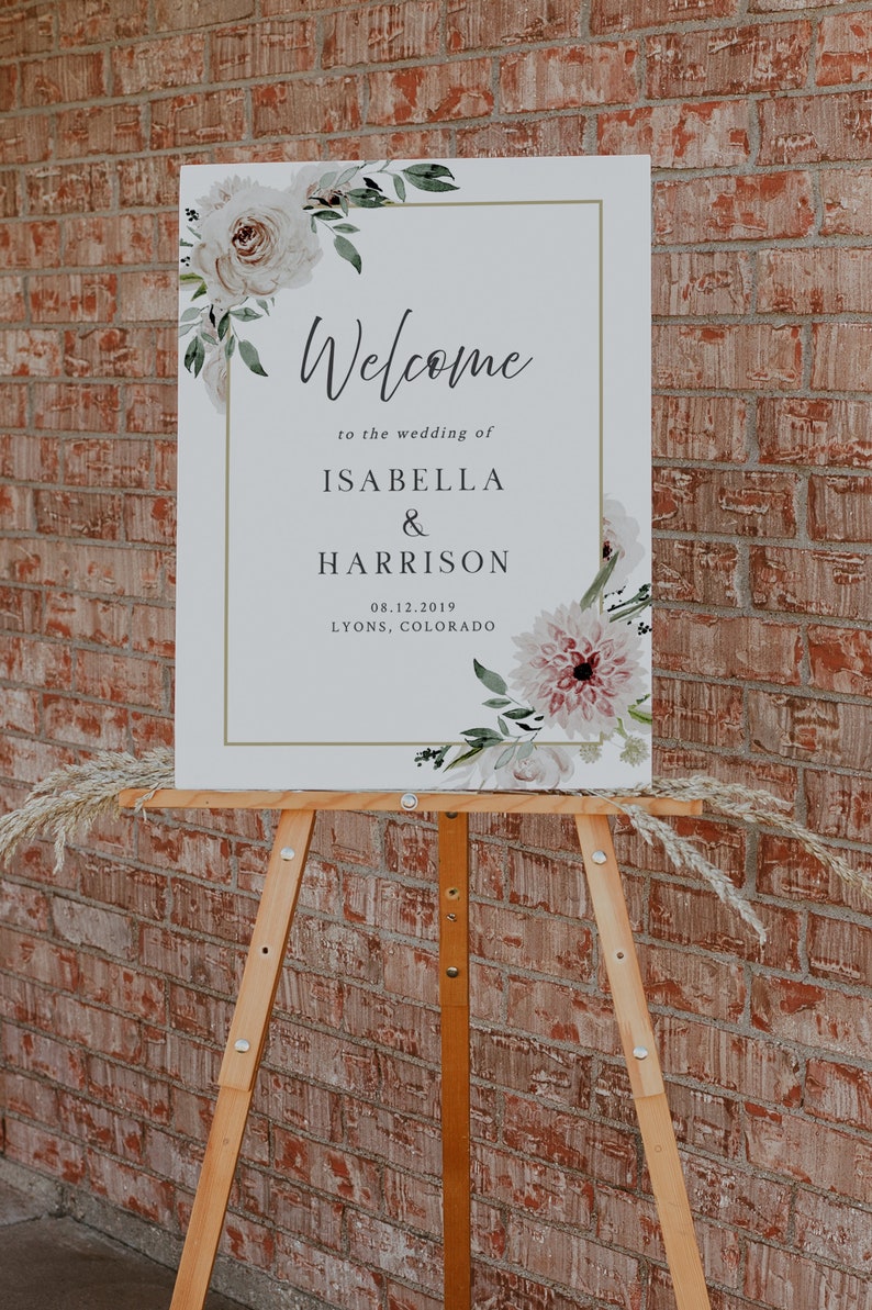 ROBYN Dusty Rose Wedding Welcome Sign Template Pink Rose | Etsy