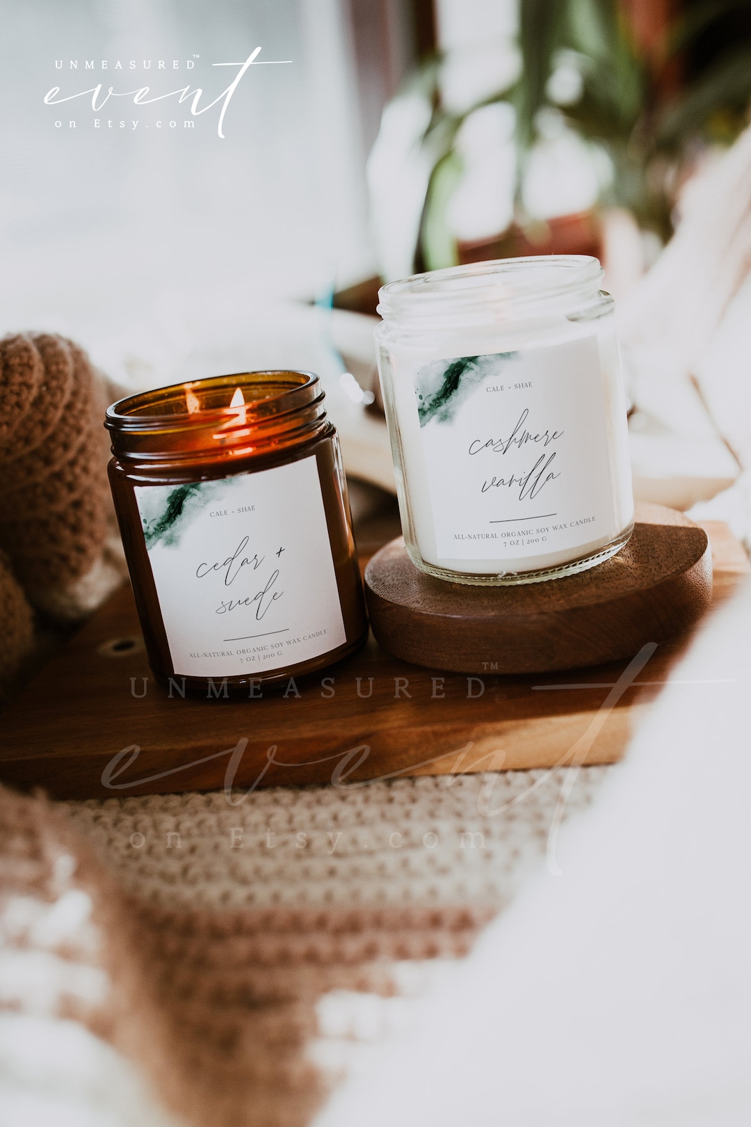 EMERALD Green Watercolor Candle Label Template, Printable Bohemian ...