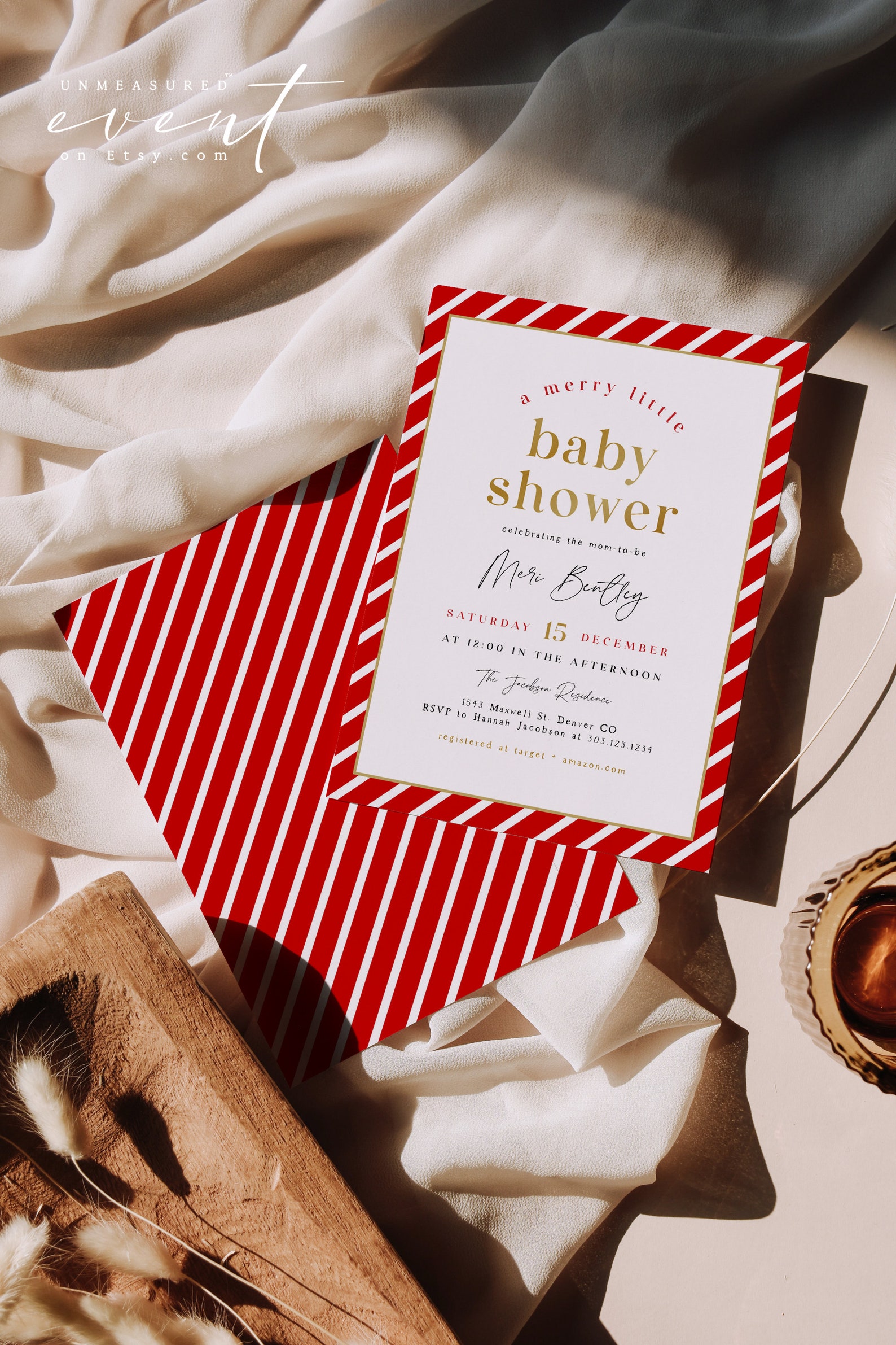 MERI Printable Christmas Baby Shower Invitation A Merry - Etsy