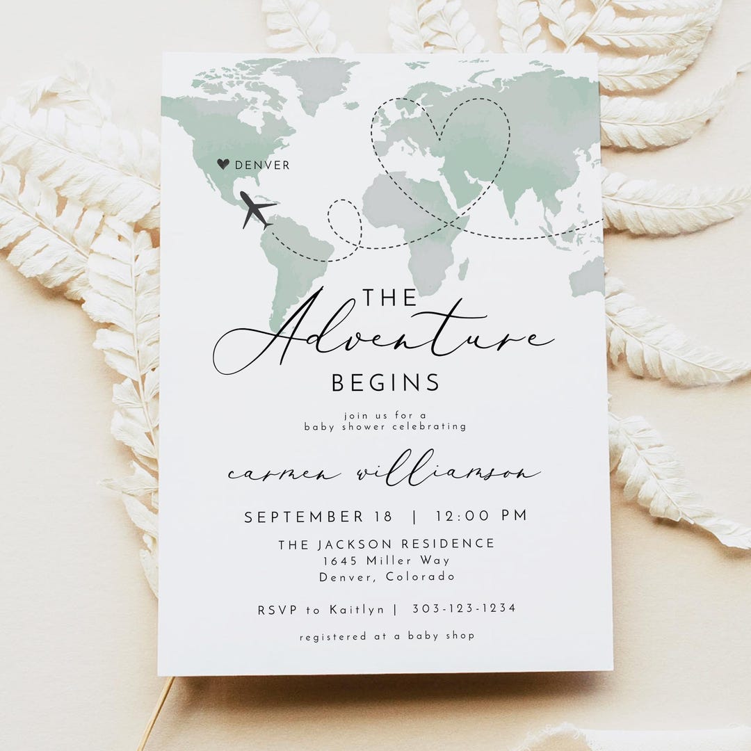 CARMEN Adventure Baby Shower Invitation Template, Adventure Begins Baby ...