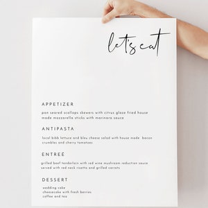 ADELLA Minimalist Menu Sign Template, Modern Menu Poster, Menu Board ...