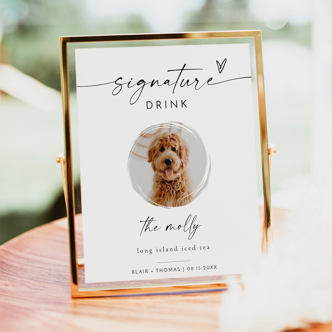 BLAIR 1 Pet Signature Drink Sign, Dog Signature Drink Sign, Photo ...