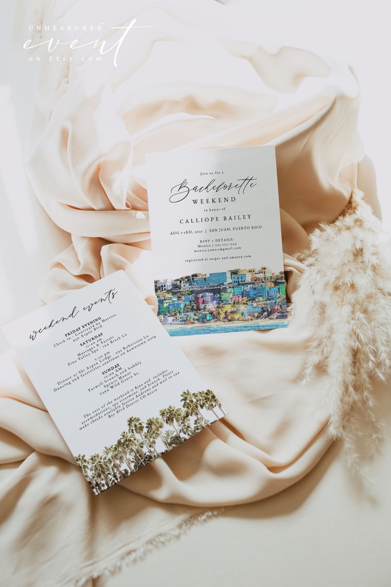 Puerto Rico Bachelorette Invitation Template San Juan Skyline - Etsy