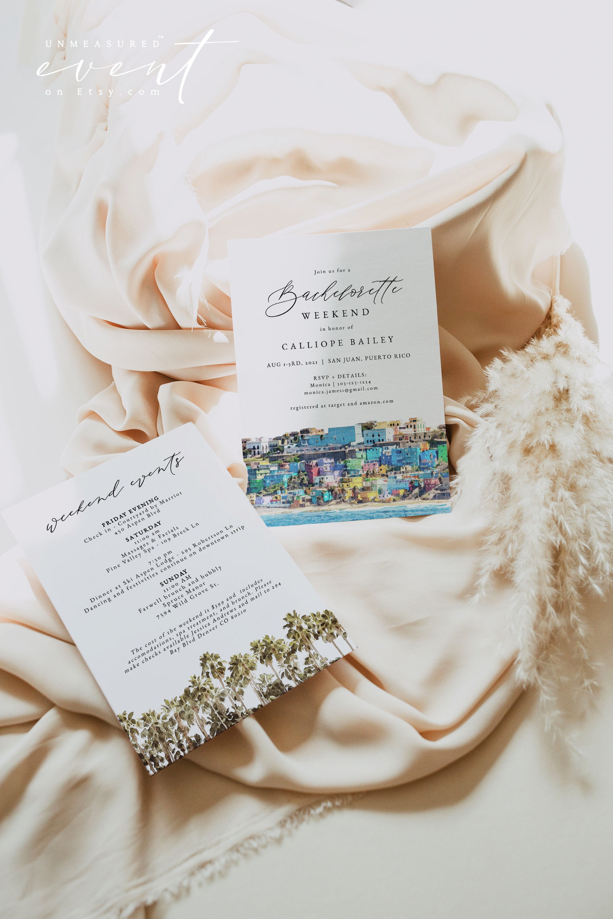 Puerto Rico Bachelorette Invitation Template San Juan Skyline | Etsy