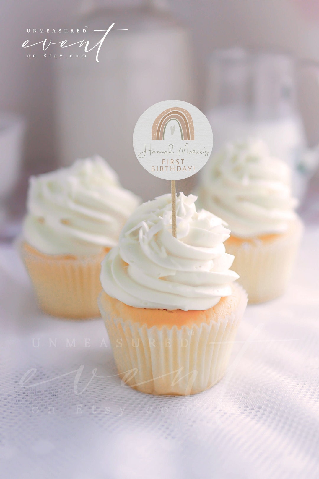 GITA Cupcake Topper Template, Printable Cupcake Flags, Rainbow 1st ...