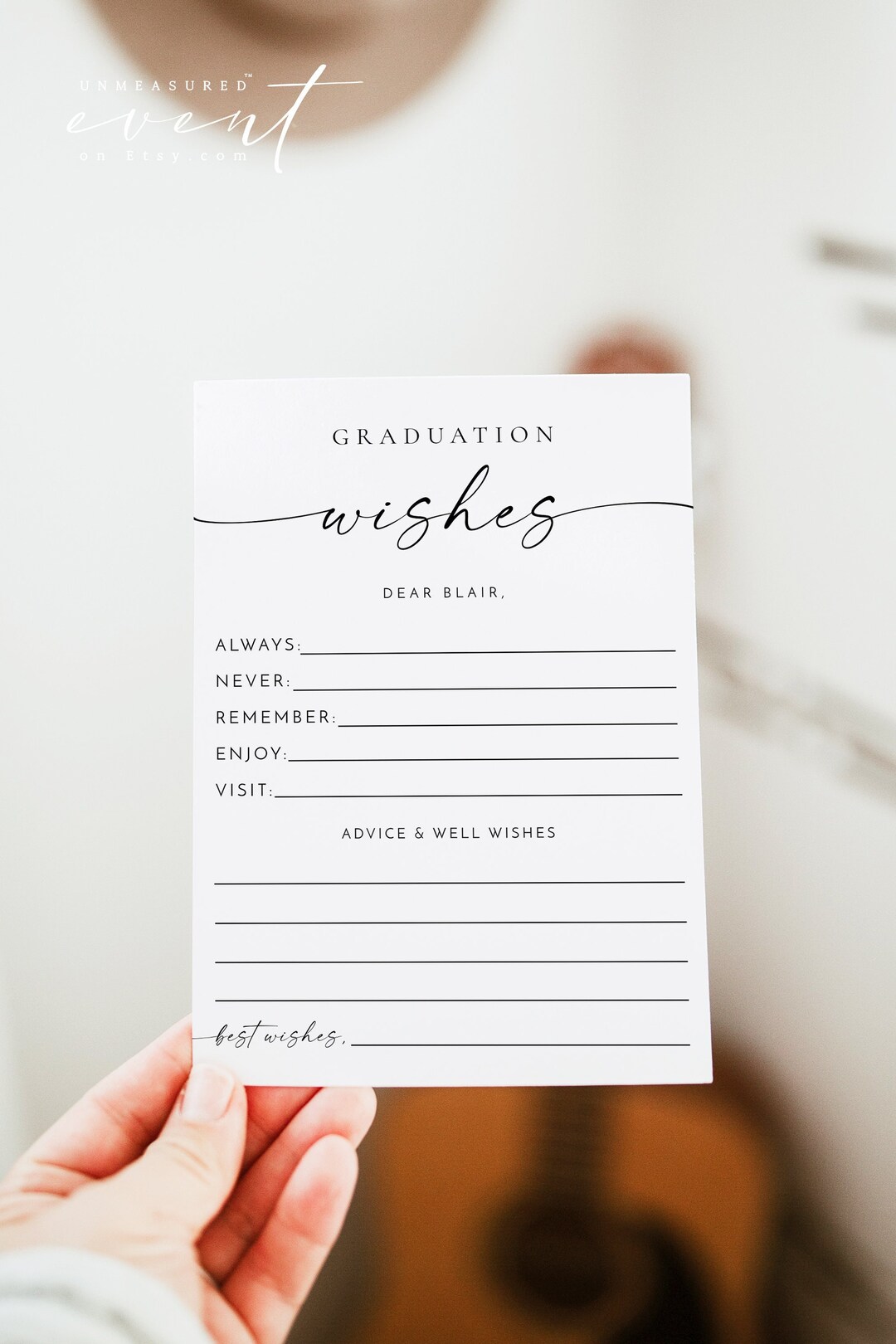 BLAIR Minimalist Graduation Advice and Wishes Card, Modern Boho ...