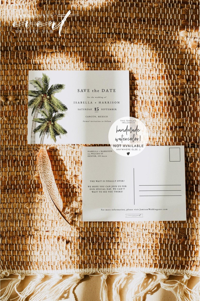 MONA Palm Tree Wedding Bundle, Tropical Wedding Invitation, Beach ...
