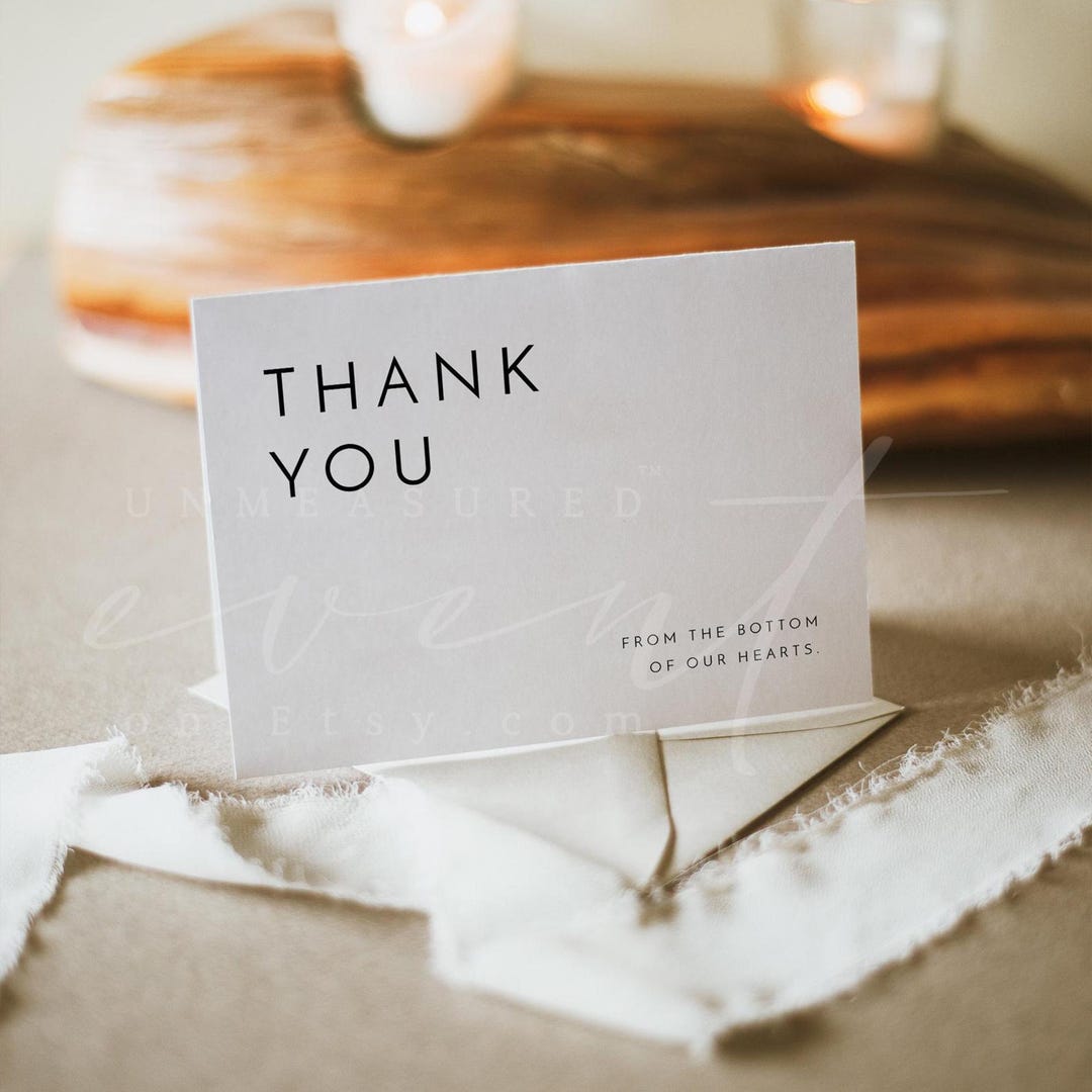 Minimal Thank You Card Template, Simple Thank You Card, Clean Wedding ...