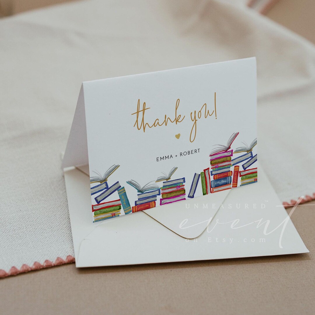 Books Thank You Card Template, Storybook Thank You Cards, Printable ...