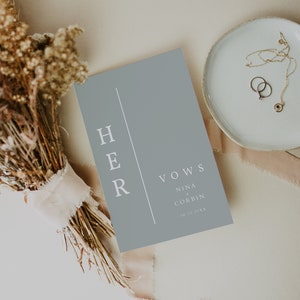 NINA Sage Green Wedding Vow Book Template, Modern Bohemian Wedding Vows ...