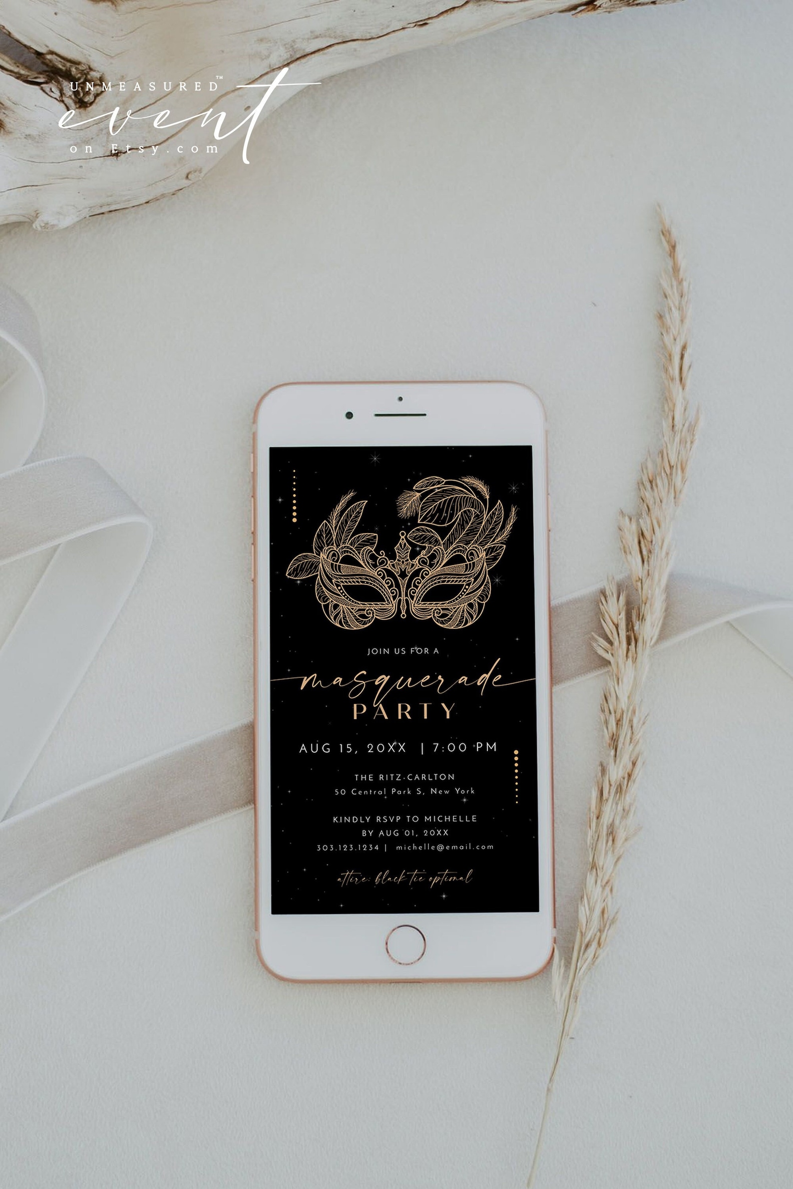 CELINE Masquerade Party Invitation Template Masquerade Text - Etsy