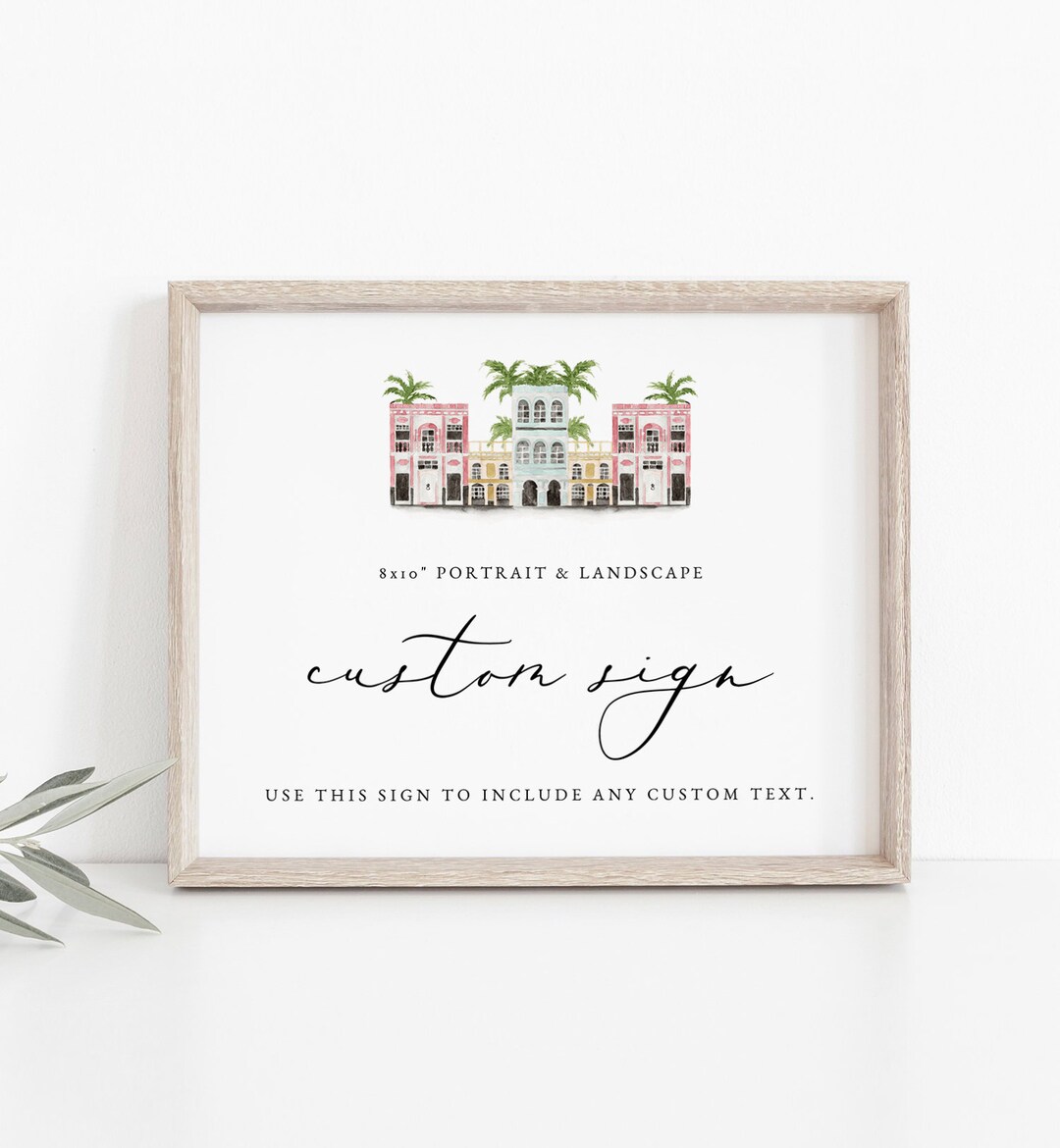 FIONA Charleston Wedding Custom 8x10" Sign Template, Rainbow Row Custom ...
