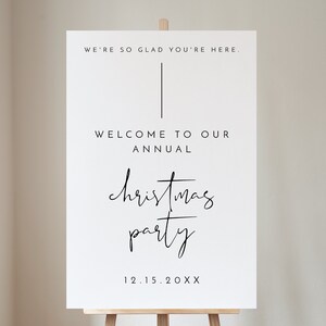 ADELLA Printable Christmas Party Welcome Sign Template Modern ...