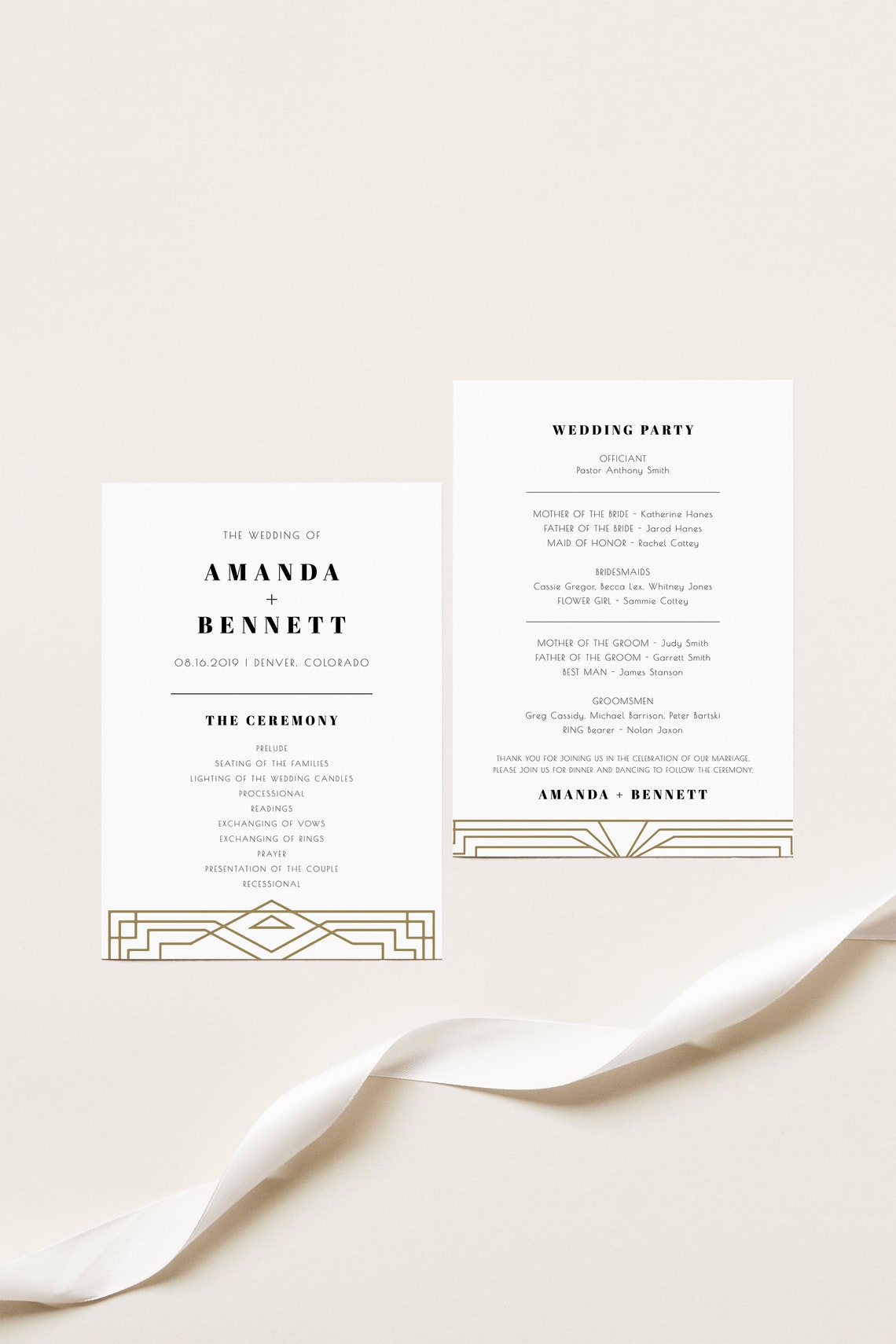 DAISY Art Deco Wedding Program Template 20's Wedding - Etsy