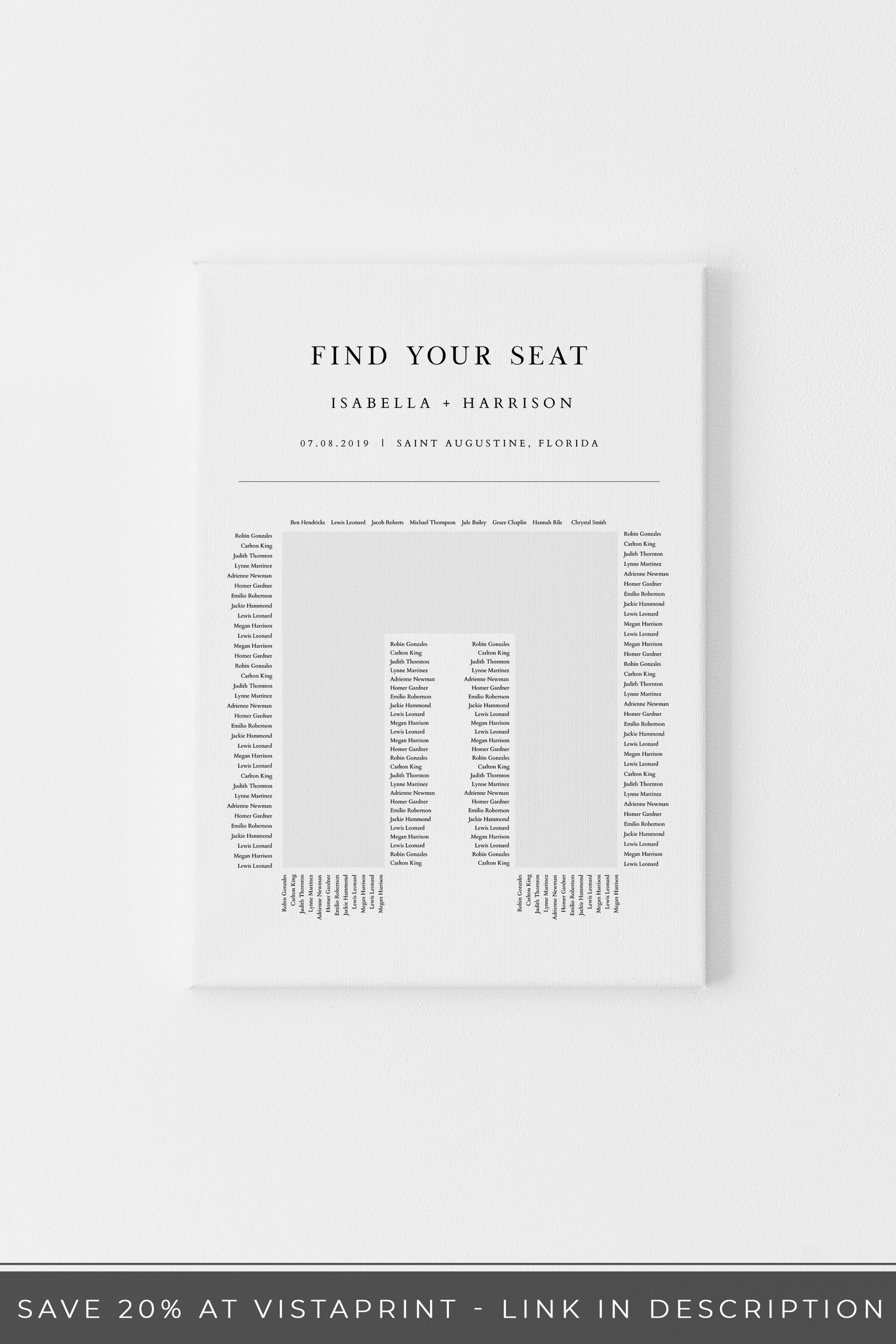 HARPER Minimalist U-Shaped Seating Chart Template Horseshoe | Etsy