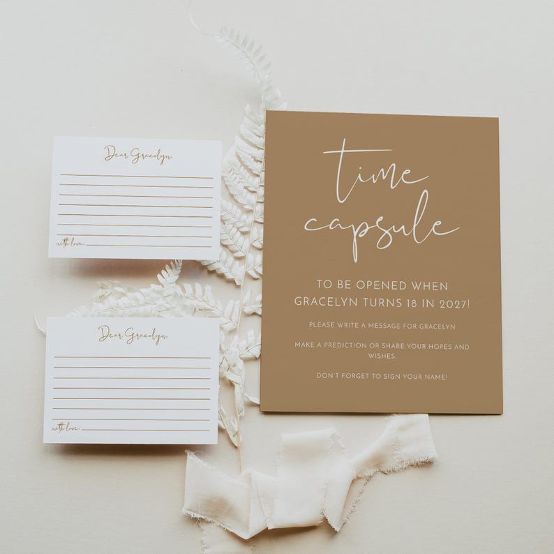 Boho Time Capsule Template, Beige Time Capsule First Birthday, Bohemian ...