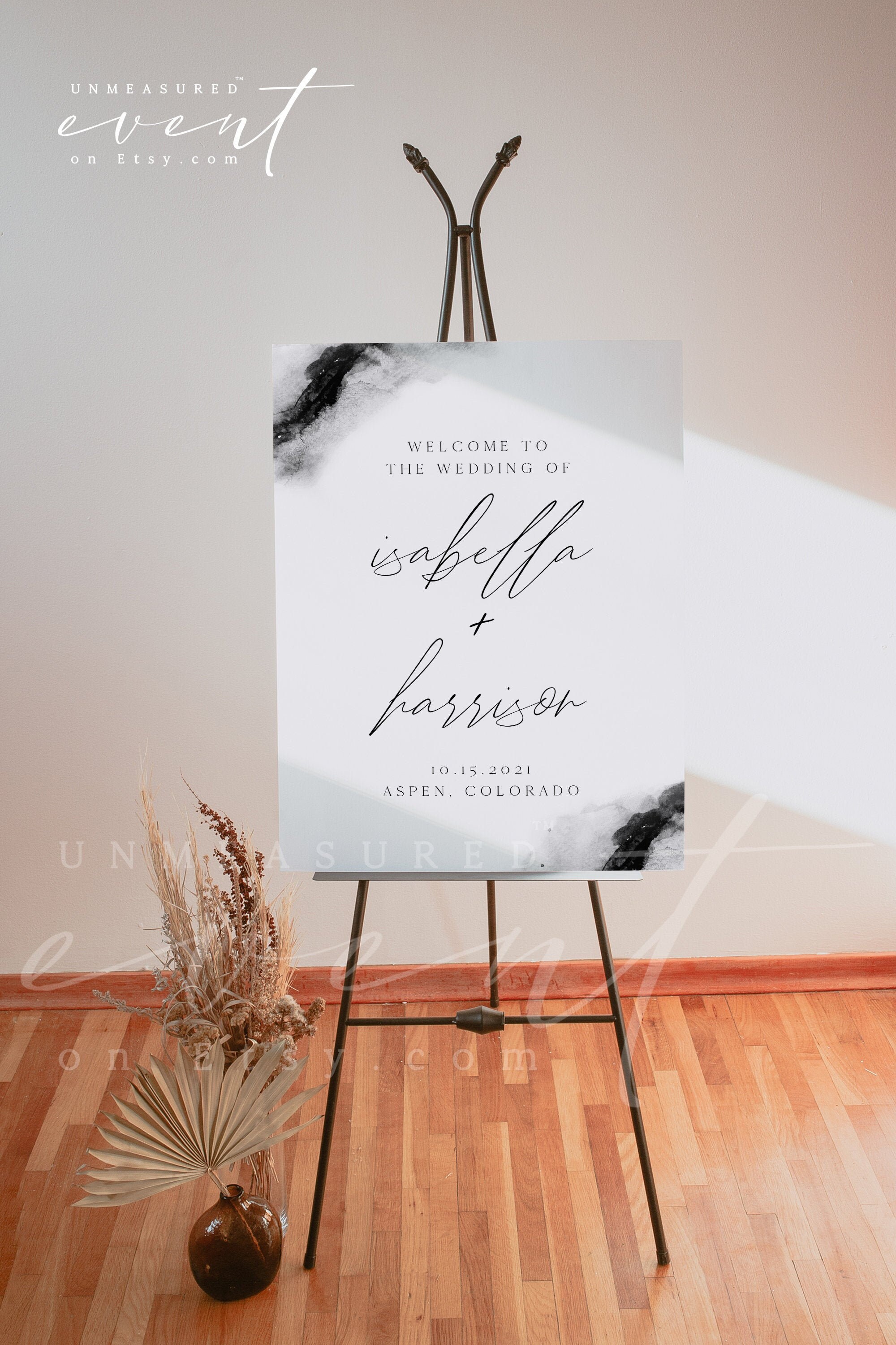 DARIA Welcome Sign Template Wedding Welcome Sign Black - Etsy