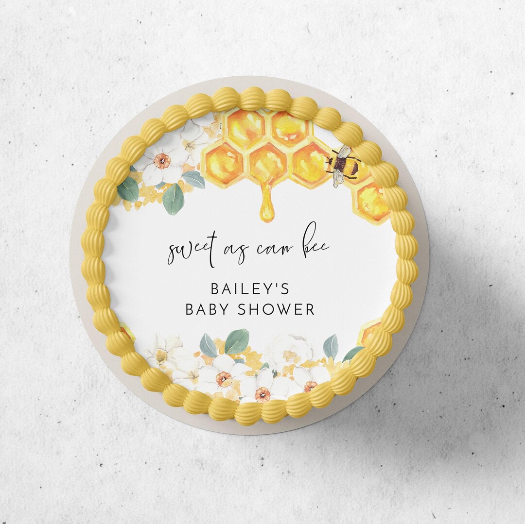 Bee Cake Topper TEMPLATE, Printable Baby Shower Cake Topper, Honeycomb ...