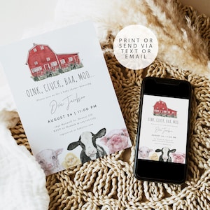 DIXIE Farm Baby Shower Invitation Template, Barn Baby Shower Invitation Printable, Baby Barn ...
