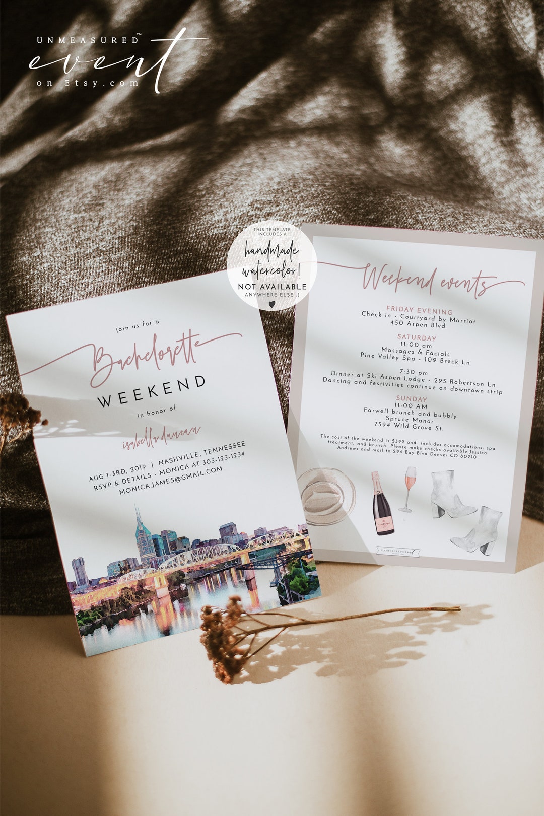 PAISLEY Nash Bash Invitation & Itinerary Template, Nashville ...