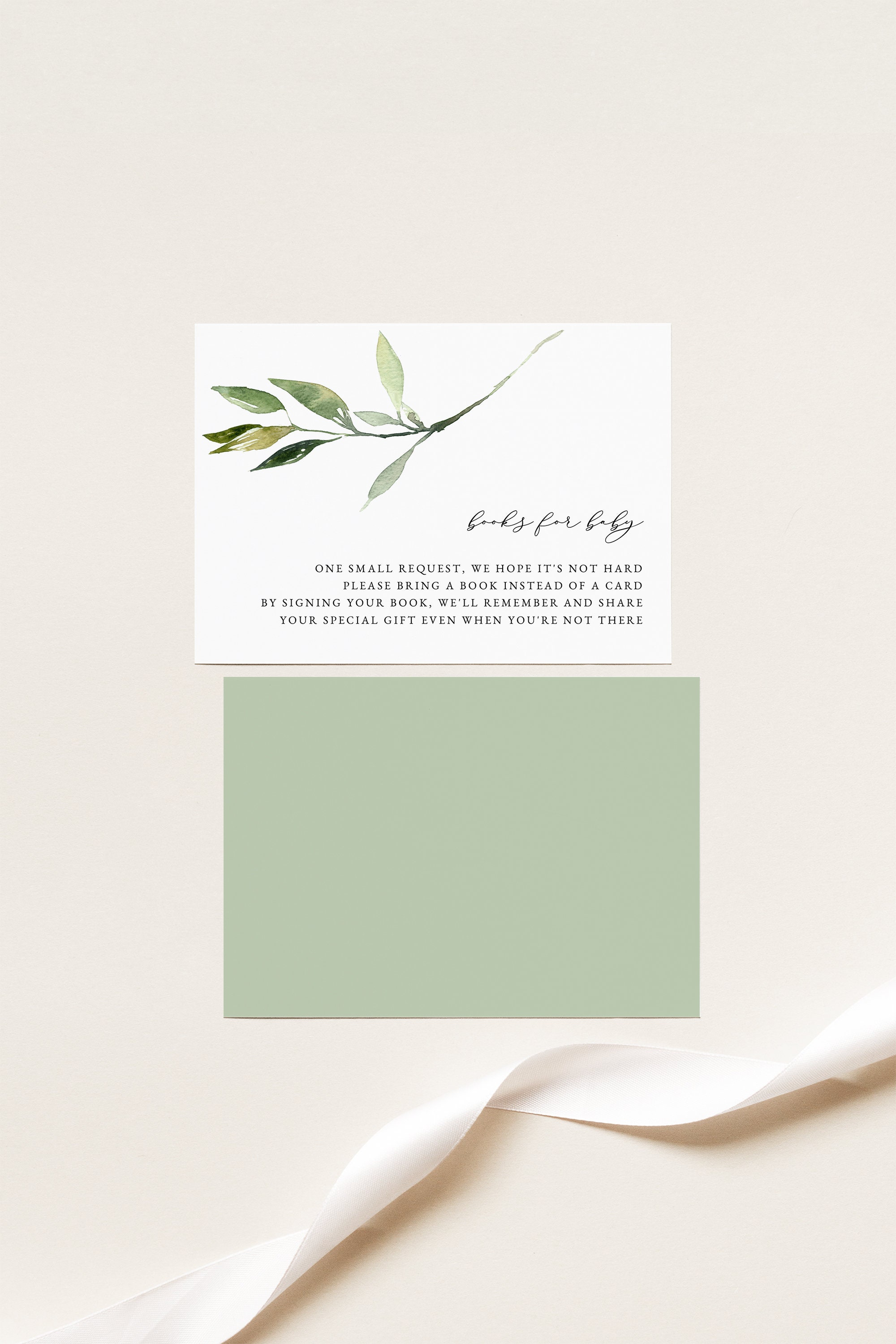 ISABELLA Greenery Books for Baby Card Template, Green Books for Baby ...