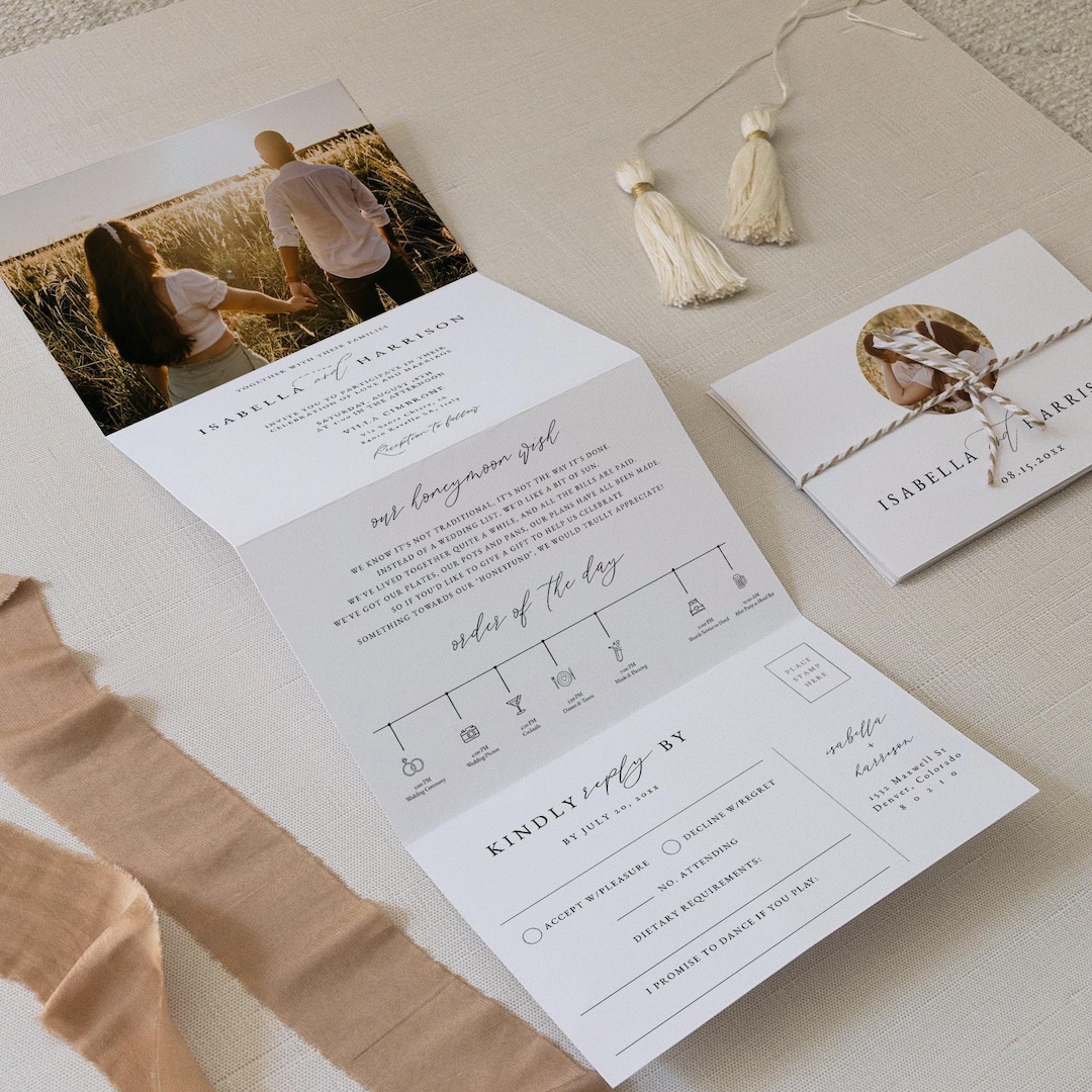 Concertina Wedding Invitation Template, Modern Accordion Wedding ...