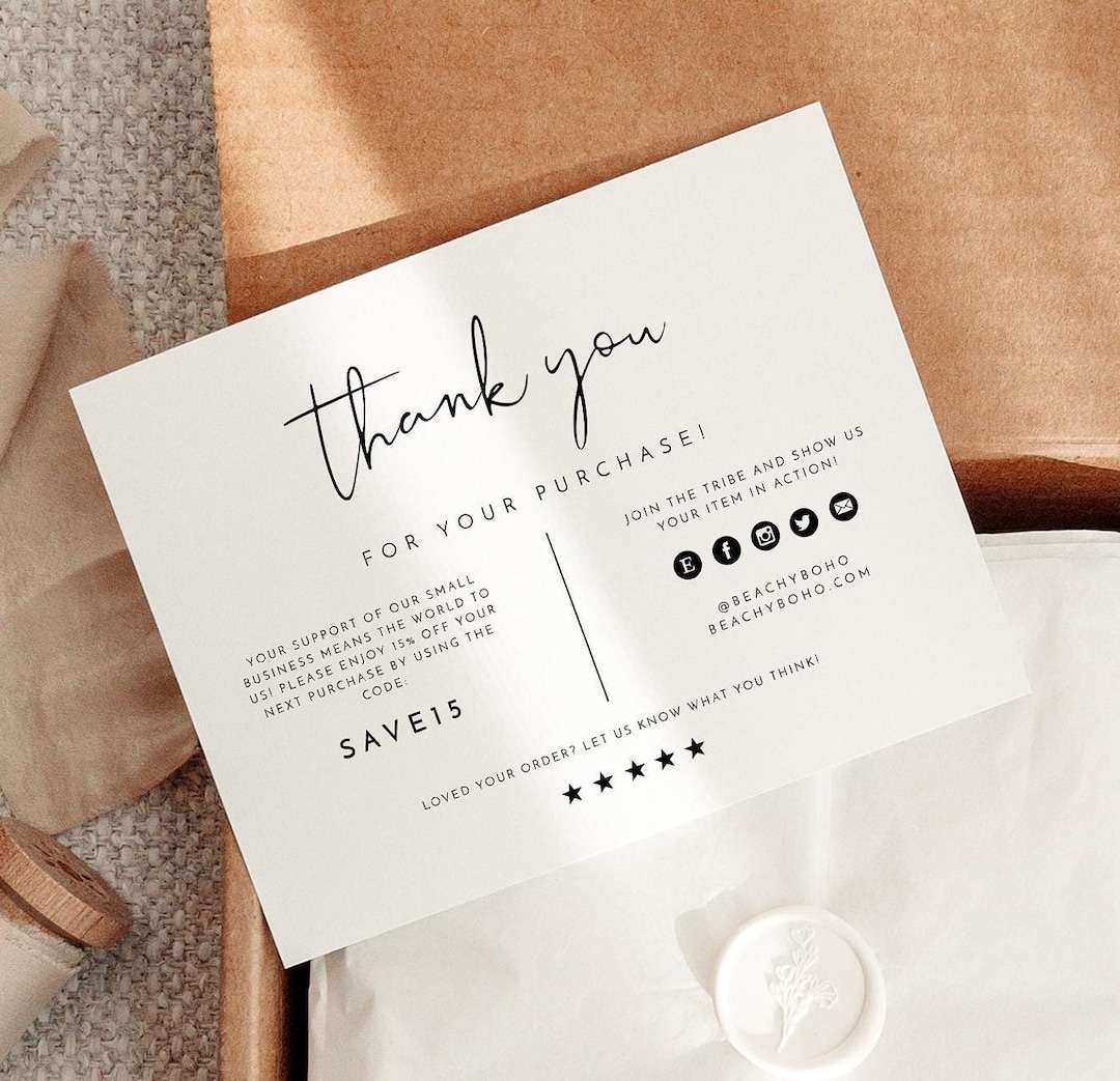 ADELLA Minimalist Small Business Thank You Card Template, Thank You ...