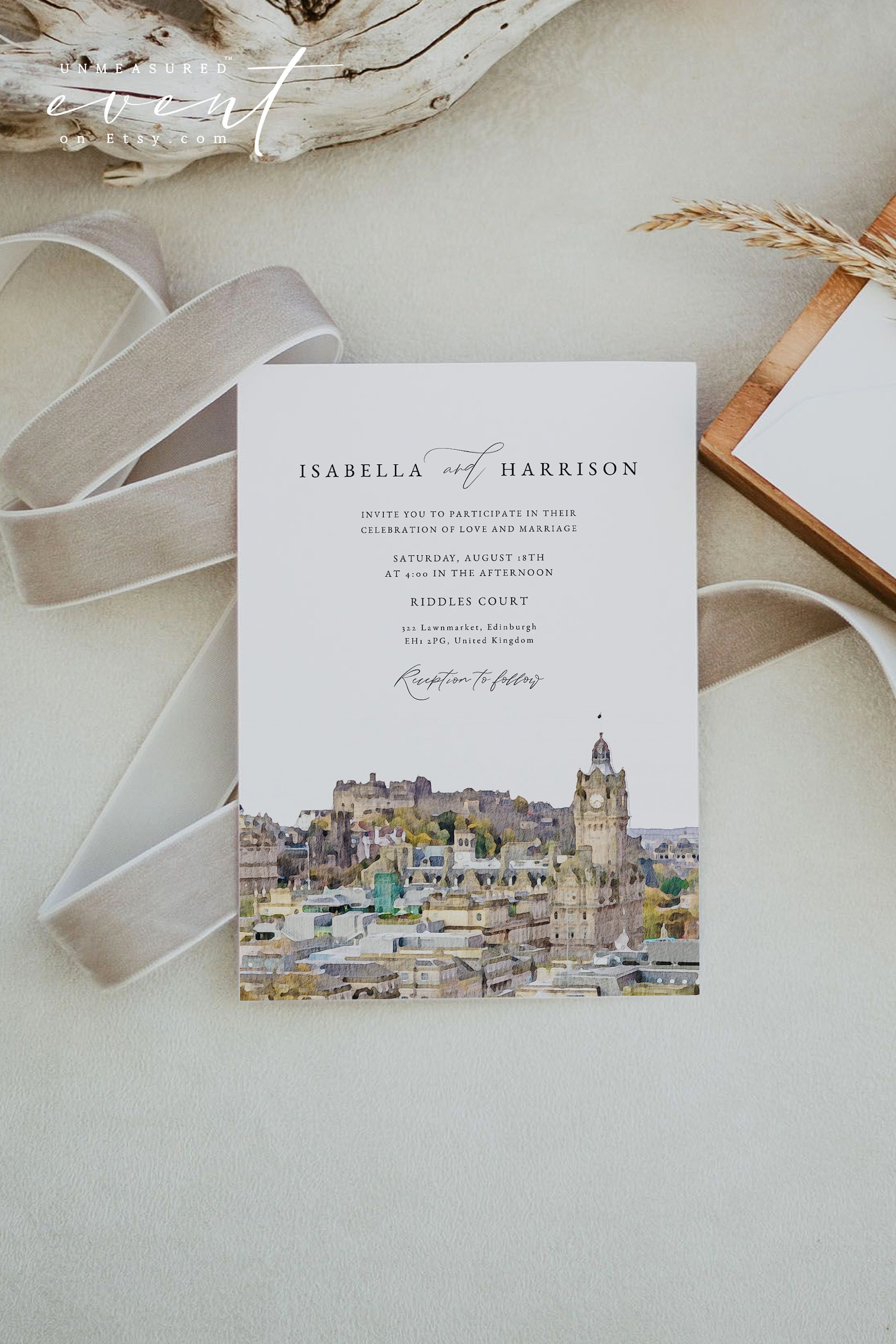 EDINBURGH Wedding Invitation Template, Edinburgh Skyline Wedding Invite ...