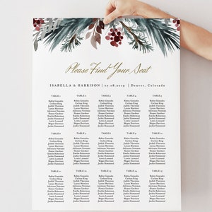NOEL Pine Wedding Seating Chart Template, Winter Wedding Seating Chart ...