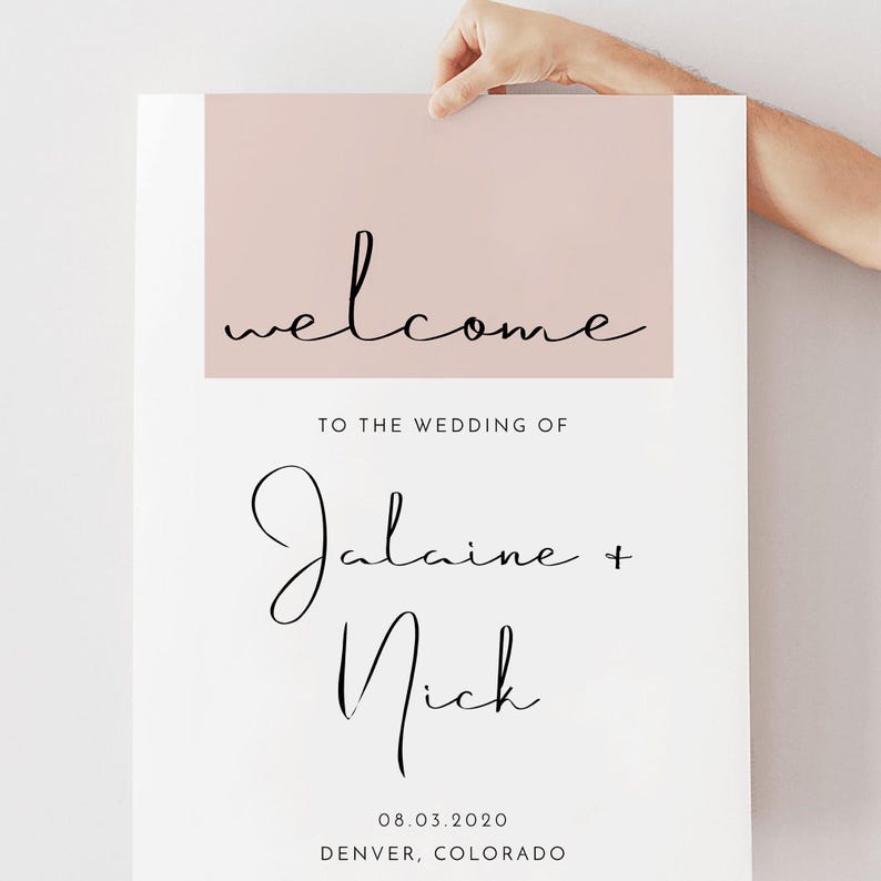 Blush Wedding Welcome Sign Template, Mauve Wedding Welcome Sign ...