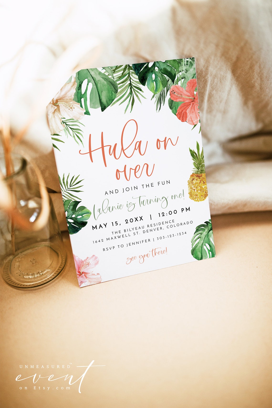 LALANI 1st Luau Birthday Invitation Template, Luau First Birthday ...
