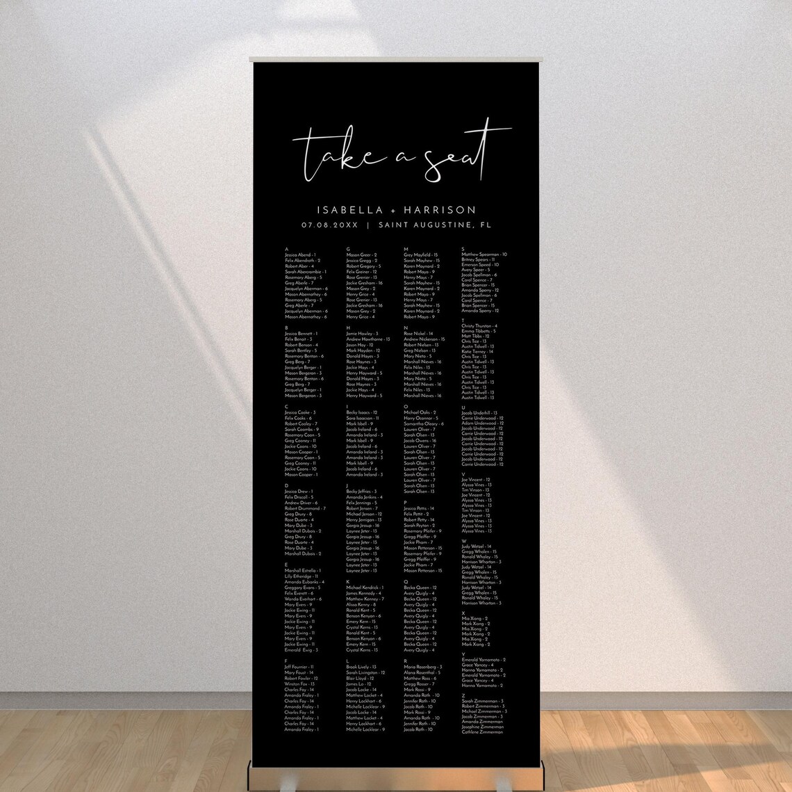 Wedding Seating Chart Template, Roll up Banner Seating Chart ...