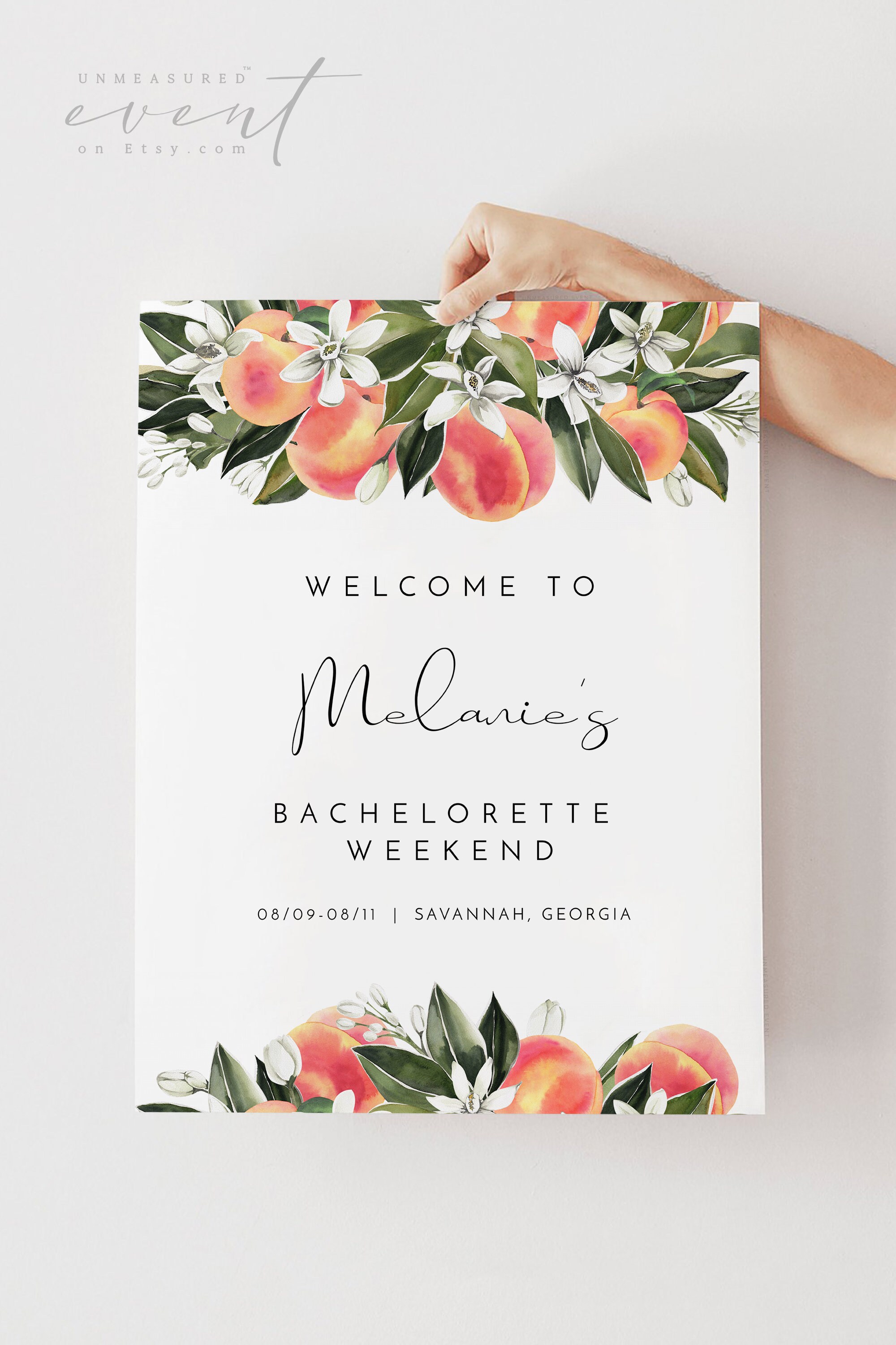 SAVANNAH Peach Bachelorette Welcome Sign Template Georgia - Etsy