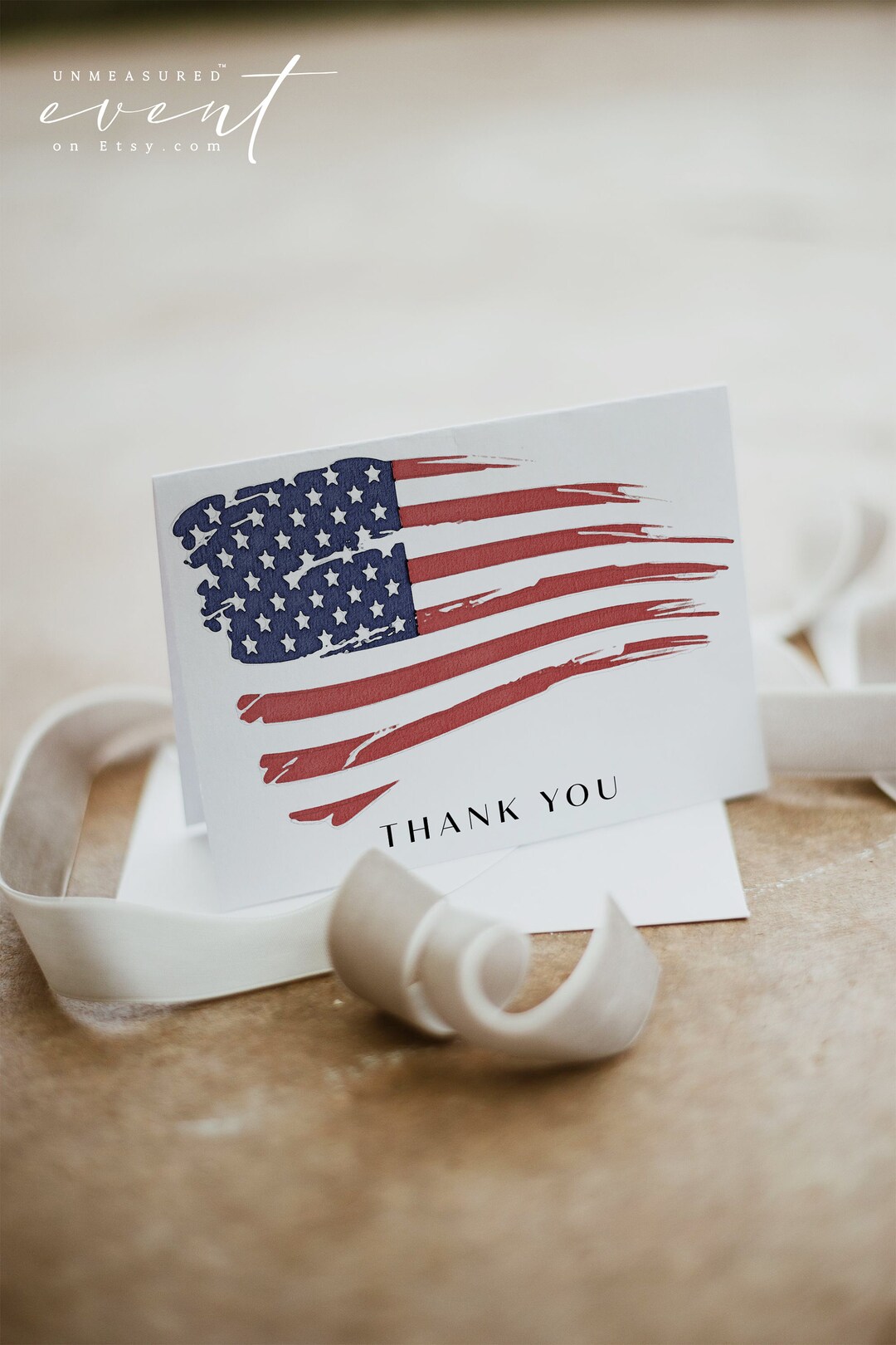 American Flag Thank You Card Template Printable, United States Flag ...
