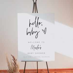 Modern Bohemian Hello Baby Gender Neutral Baby Shower Welcome Sign ...