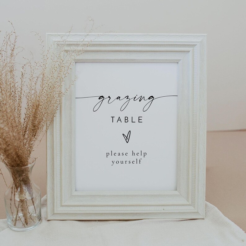 Minimalist Grazing Table Sign Template, Modern Food Table Sign ...