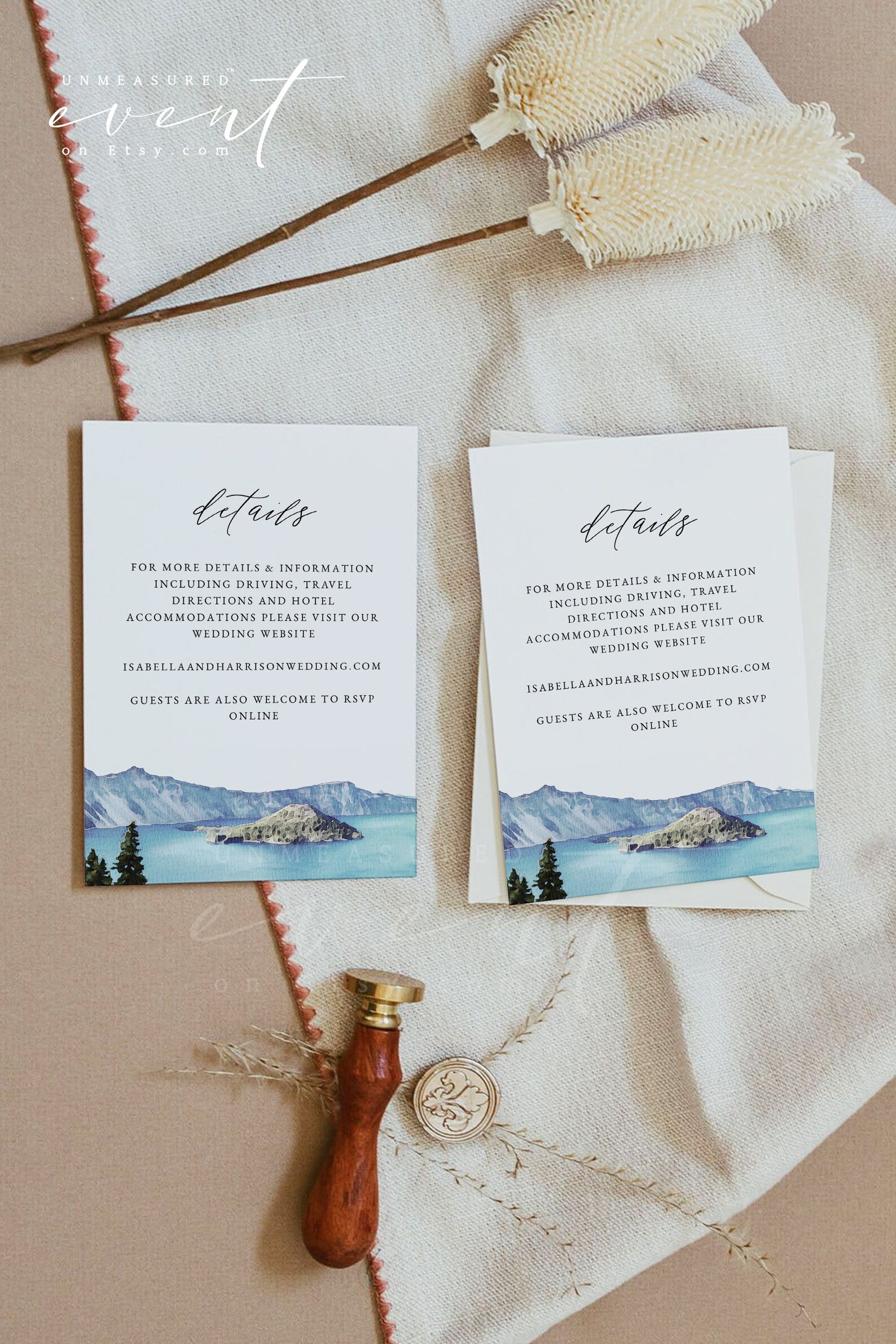 CRATER LAKE Wedding Invitation Template Suite Watercolor - Etsy