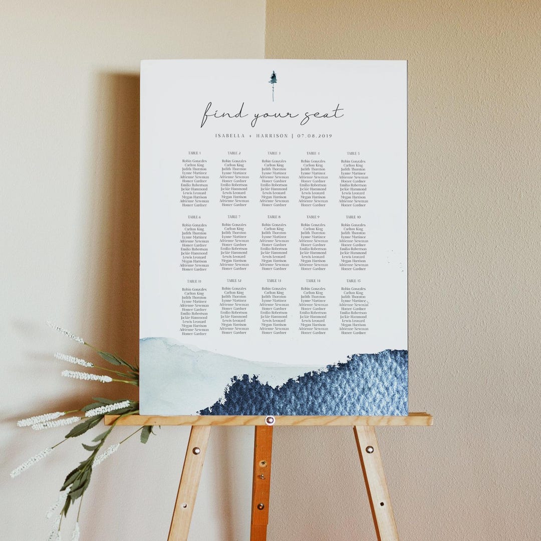 Mountain Wedding Seating Chart Template, Blue Mountain Seating Poster ...