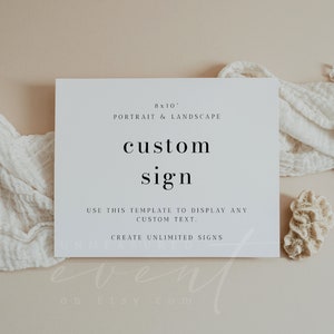 JANA Minimalist Custom 8x10 Sign Template, Printable Party Signs ...