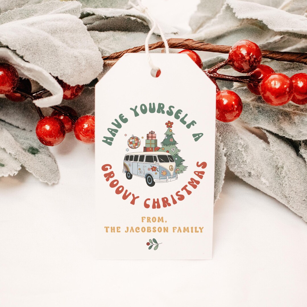 GOLDIE Christmas Gift Tag Template, Have Yourself A Groovy Christmas ...
