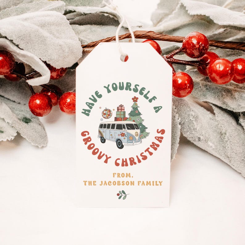GOLDIE Christmas Gift Tag Template, Have Yourself A Groovy Christmas ...