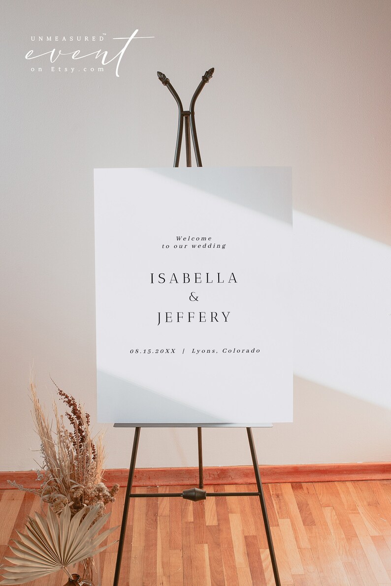 EDITH Classic Wedding Welcome Sign Template Minimalist | Etsy