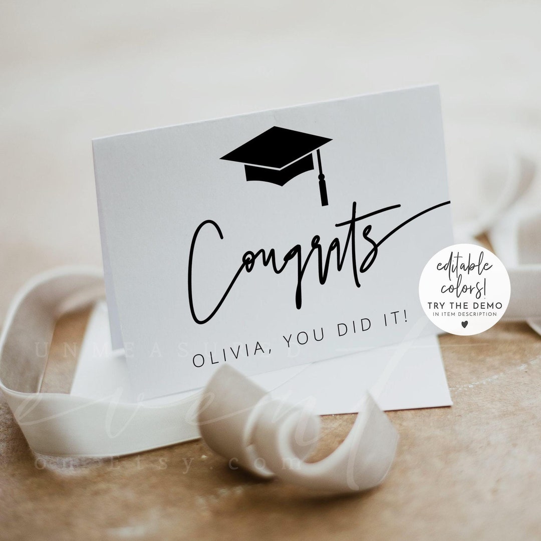 Graduation Congratulations Card Template, Modern Minimalist Congrats ...