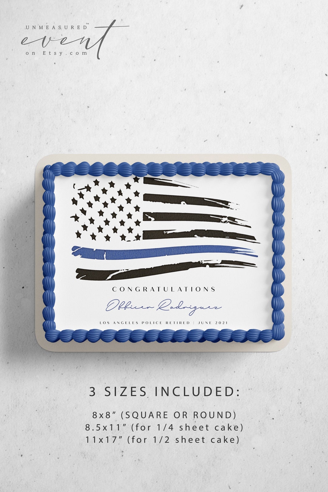 Police Cake Topper TEMPLATE, Printable Police Retirement Cake Topper ...
