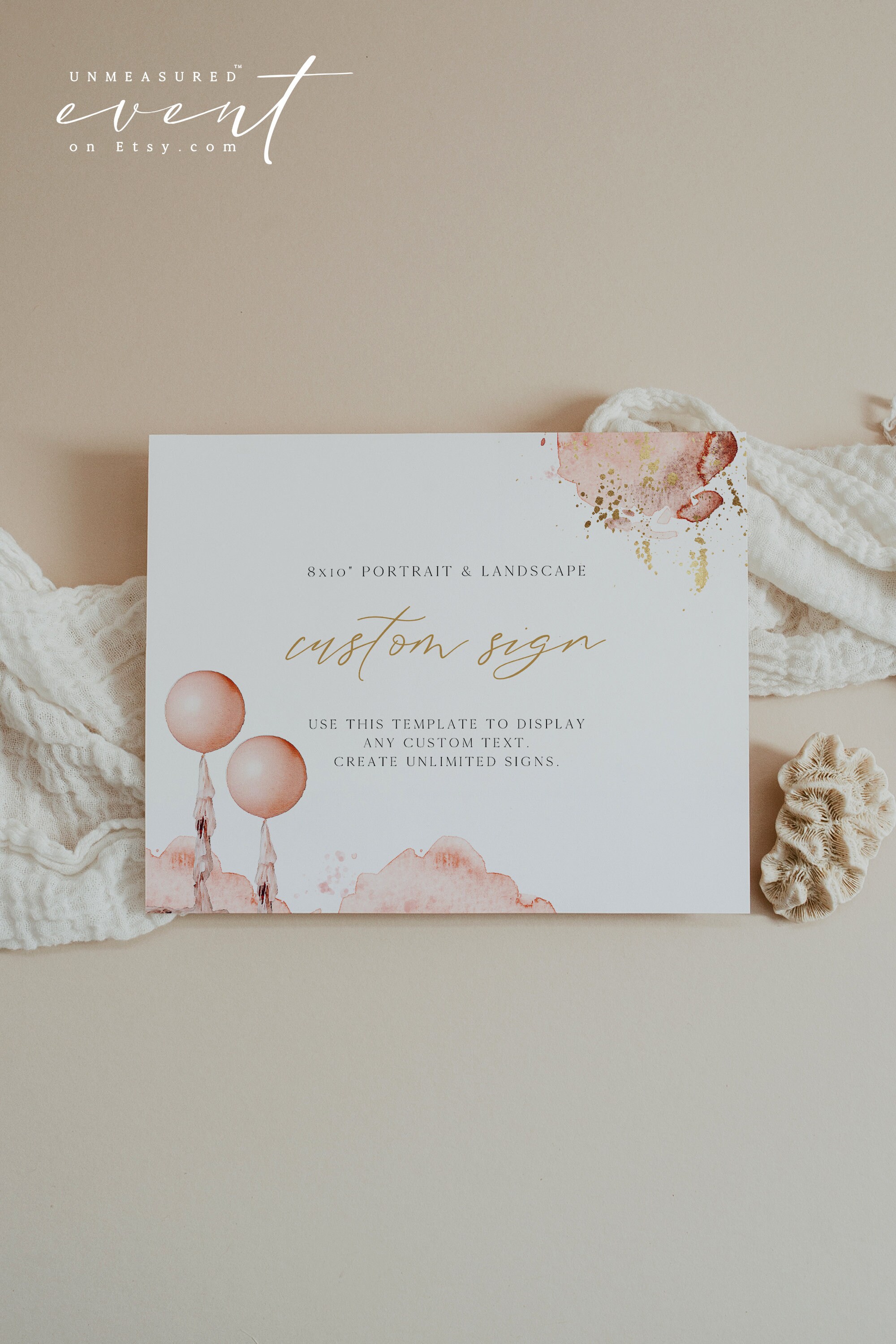 STELLA Custom Sign Template Pink Balloon Wedding Sign - Etsy